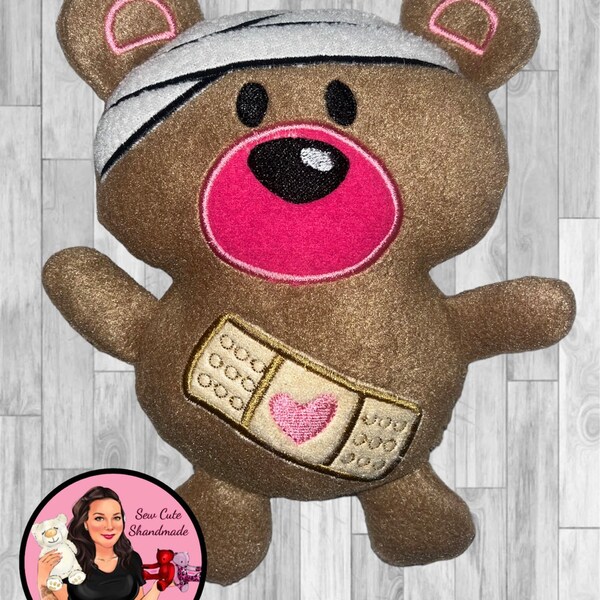 Booboo Bandaid Bear Stuffie ITH Embroidery Machine Pattern - Etsy
