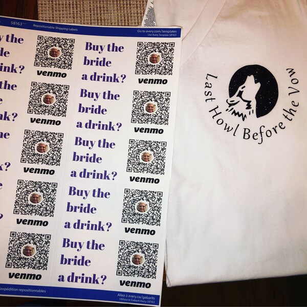 Venmo QR Code Stickers / Cash App QR Code for Bachelorette Party or ...