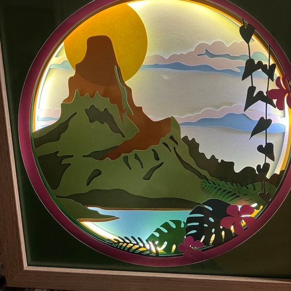 3d Layered Hawaii Svg, Ocean Svg, Aloha Svg, Mountain Svg, Shadow Box ...