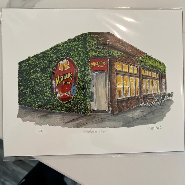 Ames Iowa Bar Watercolor Art Print AMES IA - Etsy