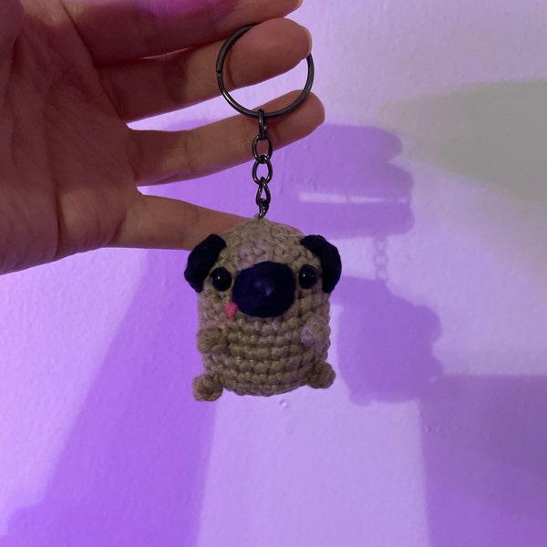 Crochet Black Pug Keychain nibbler - Etsy