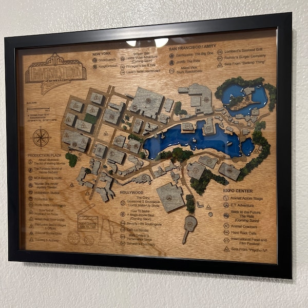 Universal Studios Florida 1990 Park Map - Universal Orlando - Wood ...