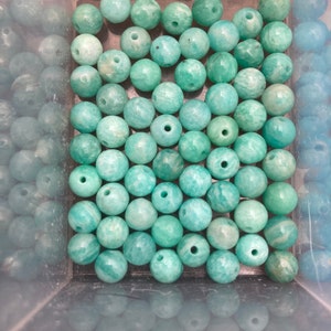Genuine Peruvian Amazonite Gemstone Grade AAA Round 5mm 6mm 7-8mm 8mm ...