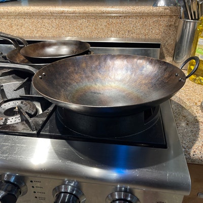 14 Carbon Steel Hand Forged Wok - Etsy
