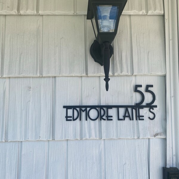 Mid Century Modern Metal House Number Sign Address Sign With Street ...