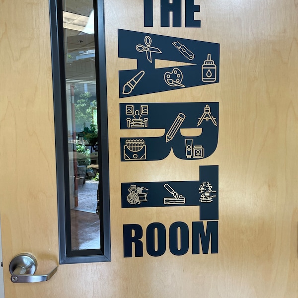 Art Room Classroom Door Vinyl Decal | Large Teacher Door Sign for All ...