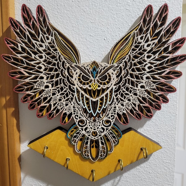OWL Laser Cut File Multilayer 3d Owl Svg and Laser Cut Panels, 3d Laser ...