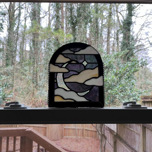 Stained Glass Spiderweb Corner Window Decor | Handmade Iridescent ...