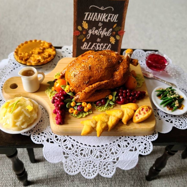 1:6 Scale Miniature Turkey Dinner Set for Blythe Style Dolls, Fake ...