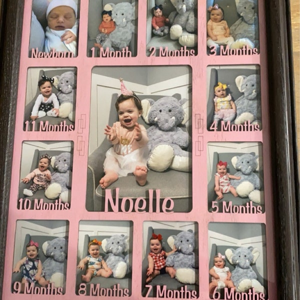 Baby First Year Personalized Frame - Holds Twelve 2.5" X 3.5" Newborn ...