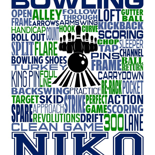 Bowling Poster, Bowler Word Art, Bowling Print, Bowler Gift, Bowling ...
