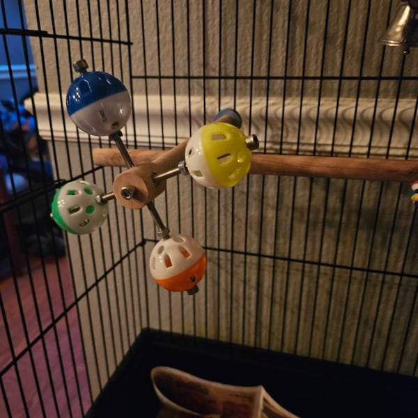 Perch Toy With Rotating Balls for Budgies, Budgerigars, Parakeets ...