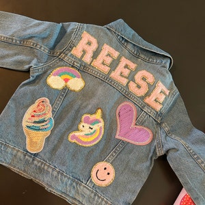 Personalized Girls Denim Jacket Crystal Jacket Name Jacket - Etsy