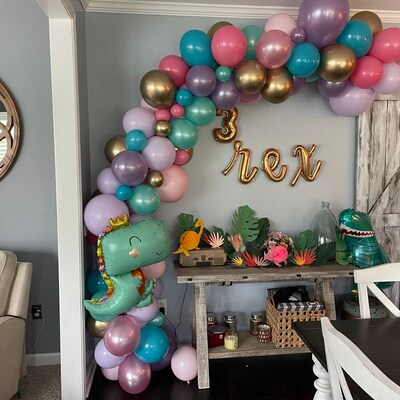 DIY Dinosaur Princess Balloon Garland Diy Balloon Arch, 3rex, Dinosaur ...
