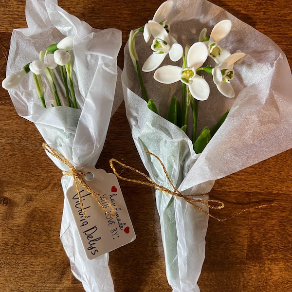 Snowdrops Real Touch Flowers Polymer Clay Artificial Snowdrop Flower ...