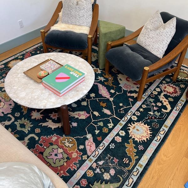 Hand Knotted Pink Oushak Rugs, Contemporary Modern Area Rugs, Grey ...