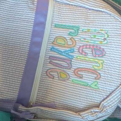 Monogram Applique School Backpack Personalized Bookbag - Etsy