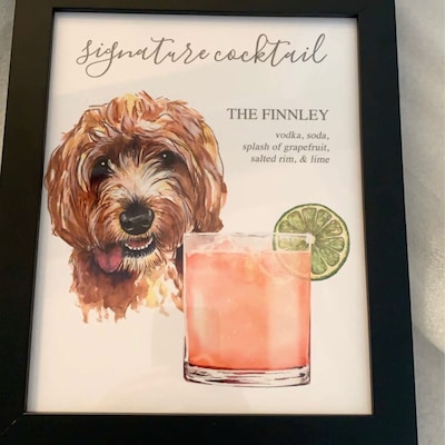 Custom Signature Pet & Drinks Digital Print, Signature Cocktail Sign ...