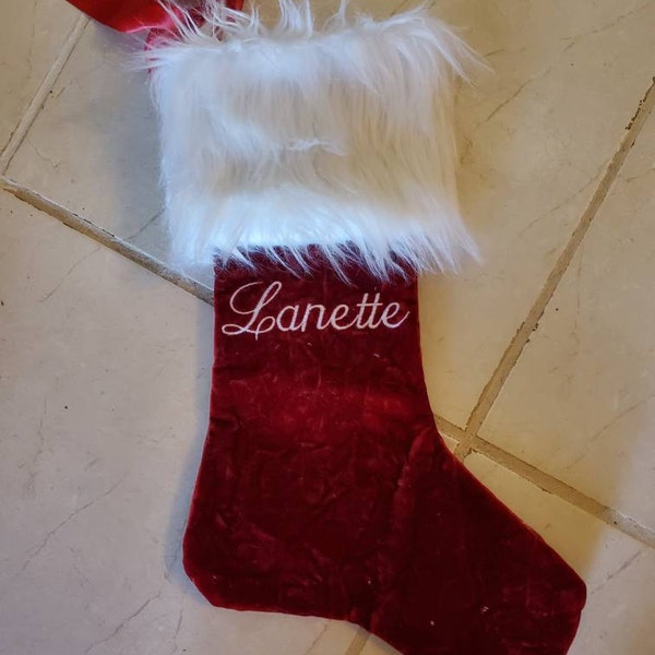 Red Christmas Stocking, Personalized Xmas Stocking, Red Velvet ...