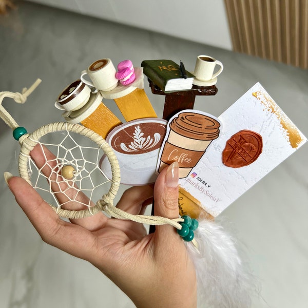 A Set of 3 Coffee Bookmark / Coffee Bookmark / Stick Bookmark / 3D ...