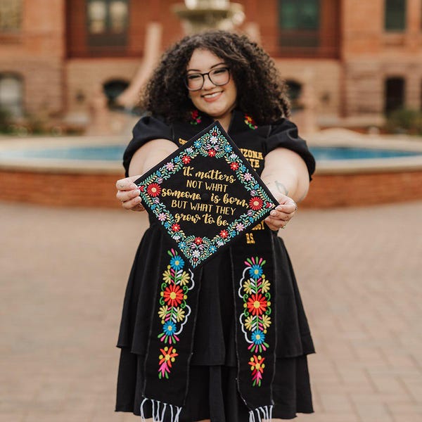 Embroidered Mexican Floral Topper | Graduation Cap Topper | Grad Gift ...