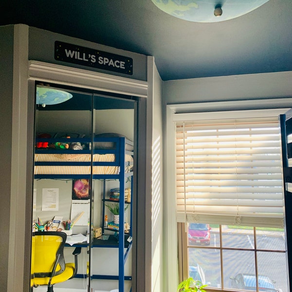 Kid Space Sign, Personalized Space Lover Stars & Sky Sign, Custom Child ...