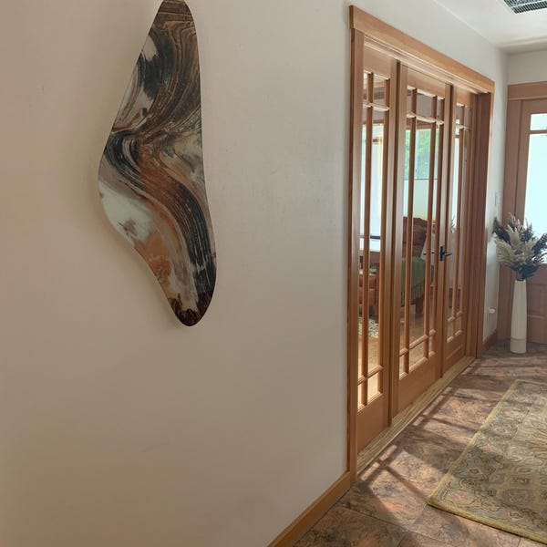 Asymmetrical Tempered Glass Wall Art, Irregular Wall Decor, Aesthetic ...