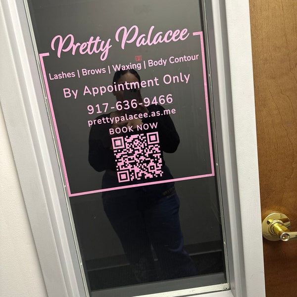 Custom Storefront Window Welcome Sign With QR CODE | Business Hours ...