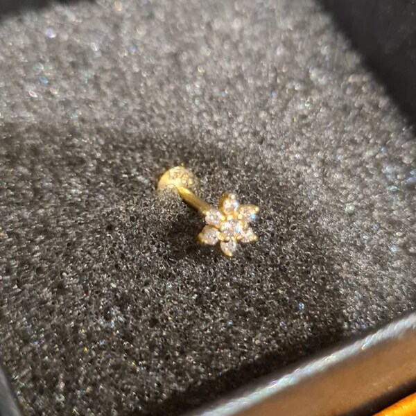 Tiny Garnet Dangle Rook Hoop Earring • Gemstone Helix Hoop • Rook ...