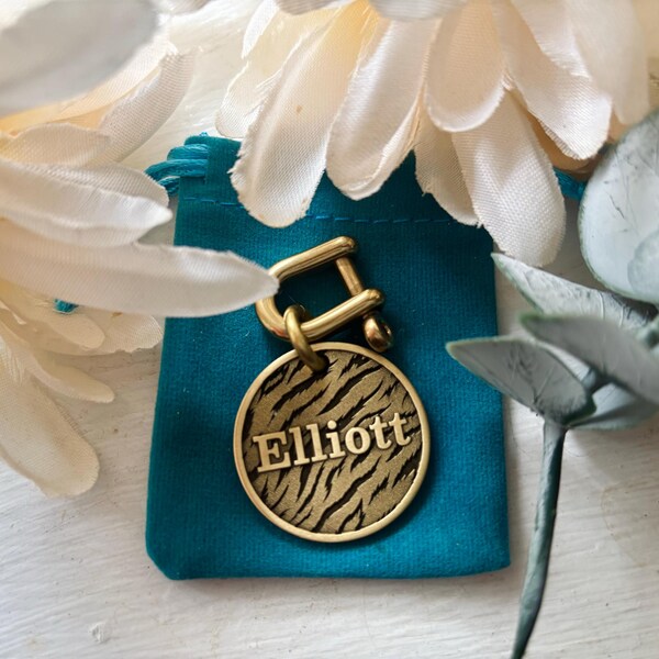 Brass Dog Tag, Personalized Brass Pet ID Tag, Custom Cat Tag, Unique ...