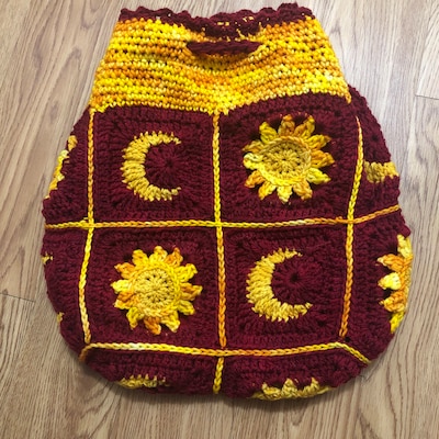 Sun and Moon Drawstring Backpack Crochet PDF PATTERN Intermediate ...