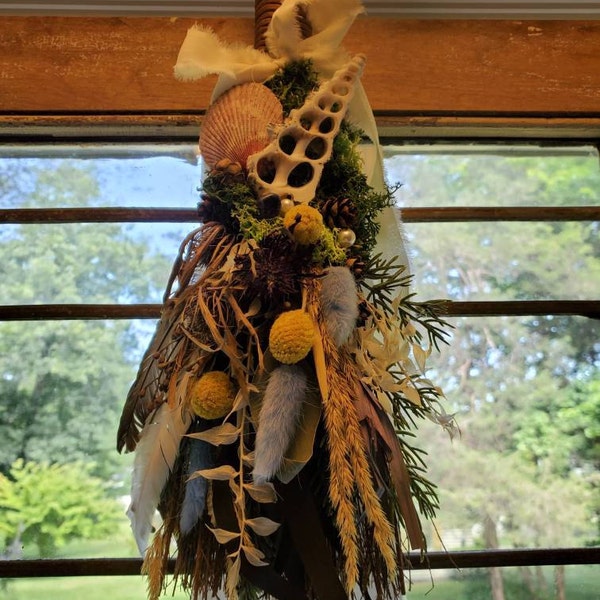 Floral Witchy Broom, Besom, Boho Dried Flowers. Woodland Witch. Green ...