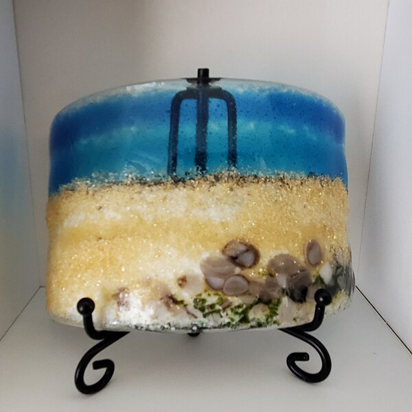 Beach Curve Handmade Fused Glass Art - Beach Glass Scene, Beach Artwork ...