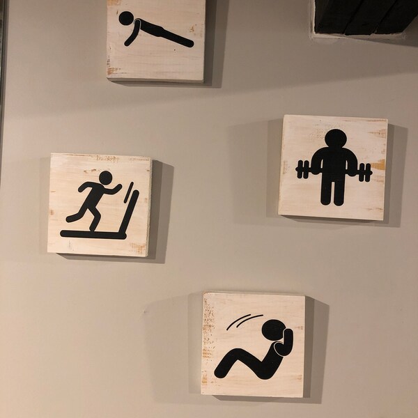 Workout Decor Set|gym Decor|workout Room Decor|home Gym Decor|weight ...