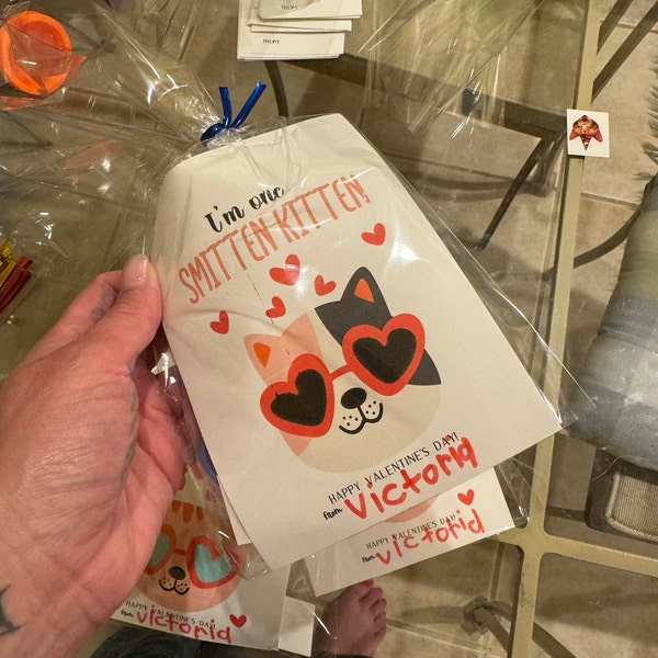 EDITABLE Printable Cat Valentine Cards, Classroom Valentines Day Cards ...