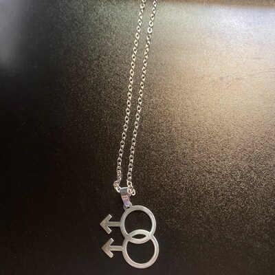 Double Mars Symbol Male Arrow Gay Pride 1 Stainless Steel Medallion ...