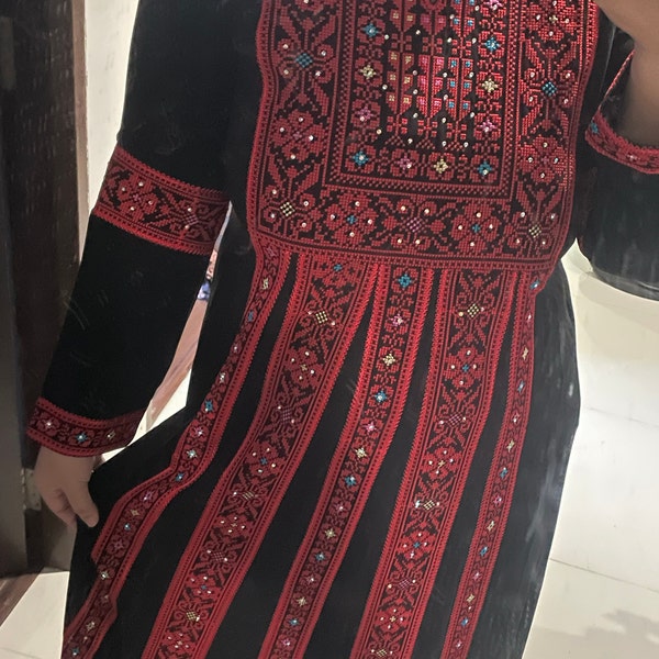 Palestinian Thobe Thob Embroidery Tatreez Red Sanabel - Etsy
