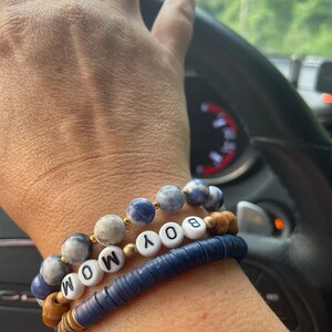 Stack of 3 Custom Word Vinyl Stretch Bracelets Personalized | Etsy