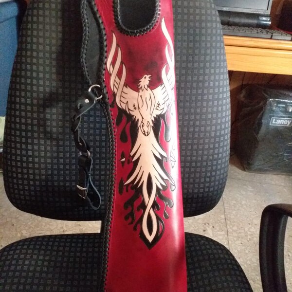 Real Leather Side Quiver With Phoenix Motif / Archer Equipment ...