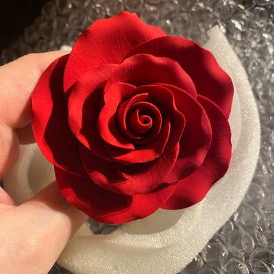 Set of 3 Beautiful Red Roses Sugar Gum Paste Red Roses Cake Topper for ...