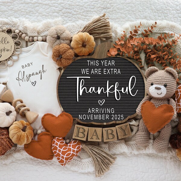 Neutral Fall Pregnancy Announcement Digital, Autumn Baby Announce ...