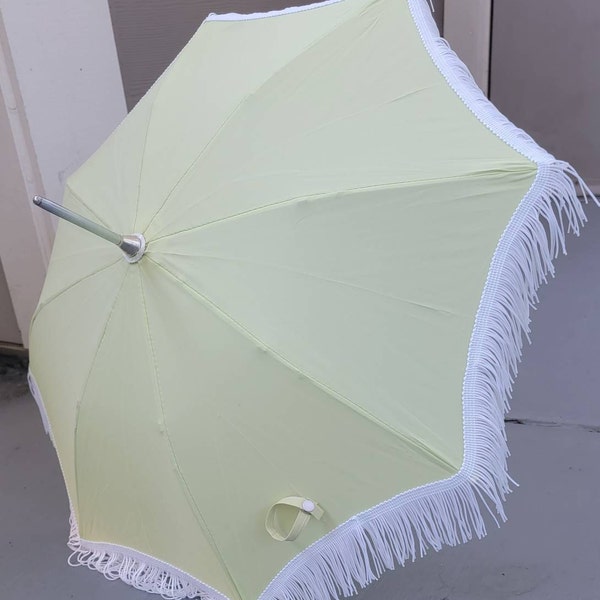 Vintage Green & White Lace Trimmed Parasol, Vintage 1970s Parasols ...