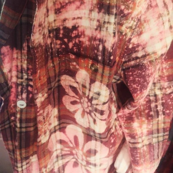 Bleached Heart Flannel Shirt for Valentine's Day | Upcycled Flannel ...