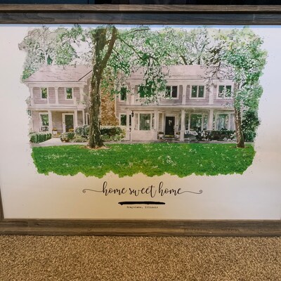 Custom House Drawing, House Illustration, Watercolor House Painting ...