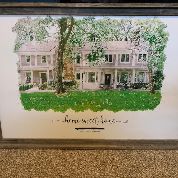 Custom House Drawing, House Illustration, Watercolor House Painting ...