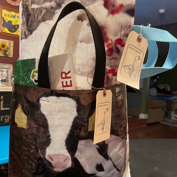 Recycled Feed Bag Tote / Grain Tote / Reusable Bag / up Cycled Grain ...