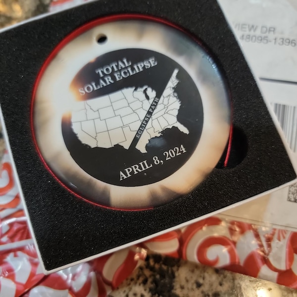 Solar Eclipse Ornament 2024, 2024 Total Solar Eclipse Ornament, Solar ...