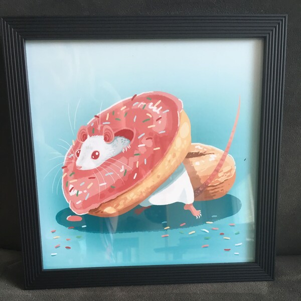 Donut Rat 8x8 Inch Cute Pet Rat Art Print - Etsy