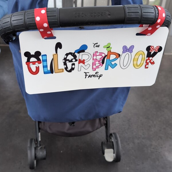 Personalized Family Name Stroller Tag, Amusement Theme Park Sign for ...