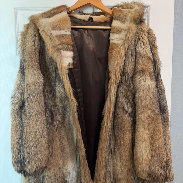 Fox Fur Coat, Vintage Fox Fur Coat, Real Fox Coat, Genuine Leather Coat ...